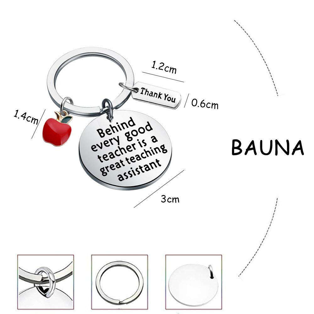 BAUNA Teaching Assistant Gift Teacher's Aide Key Chain Thank You Gift