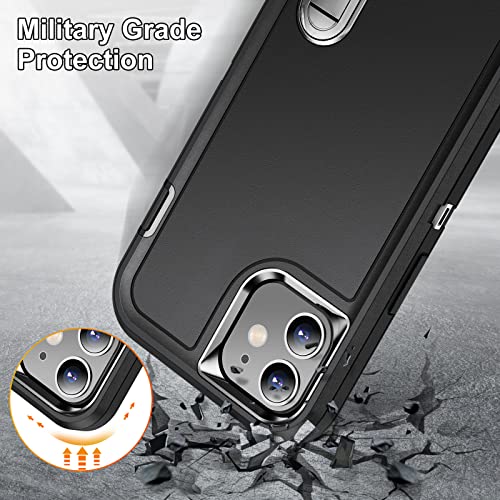 IDweel iPhone 11 Case,iPhone 11 Case with Stand,iPhone 11 Case Black for Men, Heavy Duty Protection Shockproof Anti-Scratch Slim Fit Protective Durable Case Hard Cover for Aged,Black