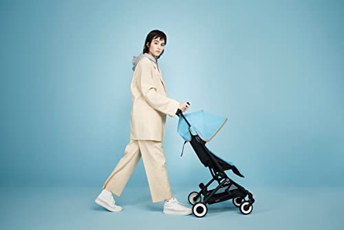 Cybex Libelle Lightweight pockit Travel Baby Stroller - Carry-On Compliant Compact Fold, One-Hand Adjustable Recline - Compatible with CYBEX Car Seats, Beach Blue