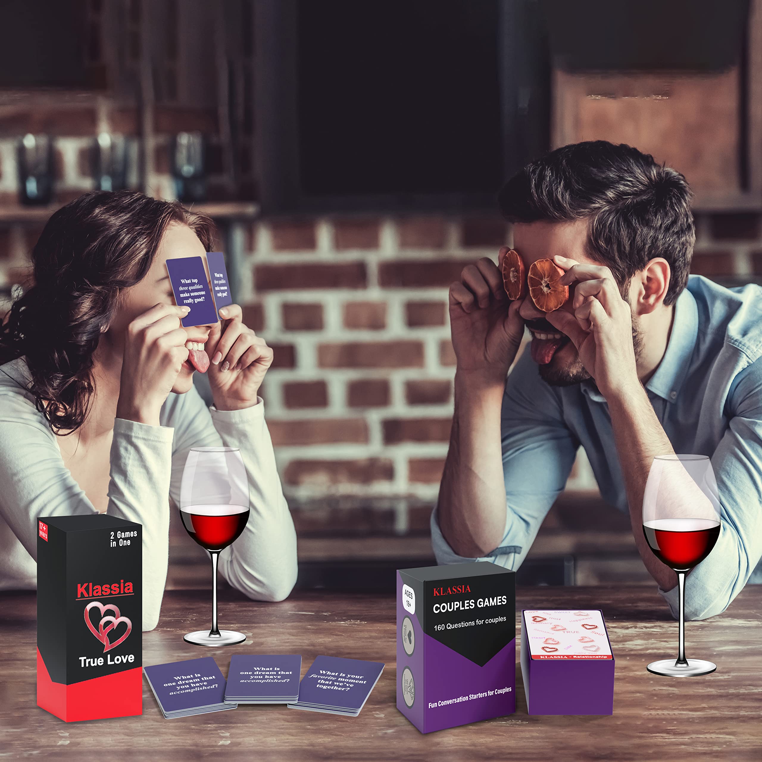 Klassia Romantic Games for Couples- Fun Conversation Cards for Better Relationship- Date Night Box- 160 Questions - Perfect Anniversary & Valentines Day Gifts for Couples