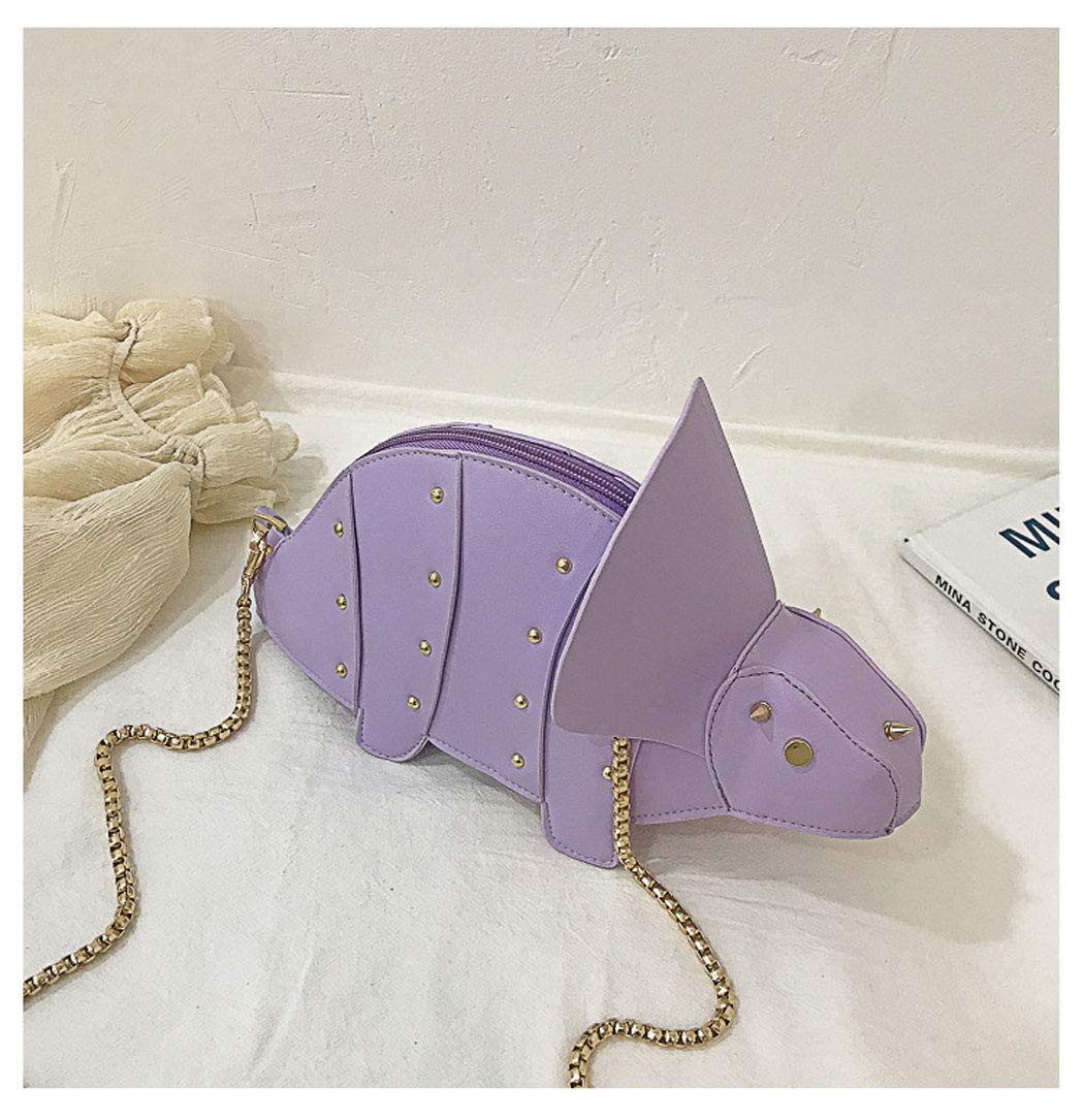 MILATA Dinosaur Shape Crossbody Shoulder Bag Women Pu Leather Rivet Chic Clutch Purse for Girls (blue)