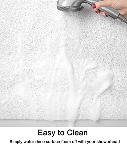 Leotruny PVC Non Slip Square Shower Mat 21 x 21 Inches Shower Floor Mat for Bathroom Textured Surface (C03-White, 21''X21'')