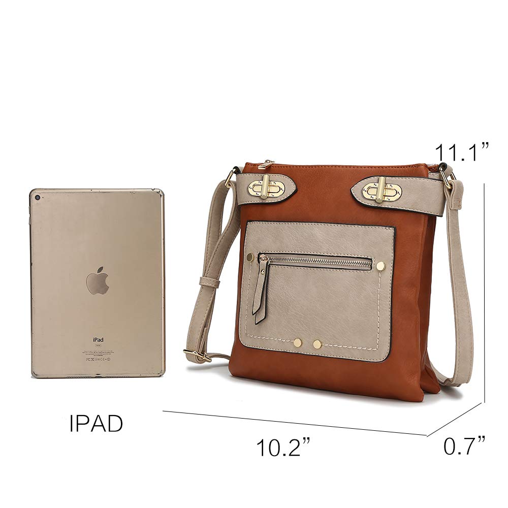 MKF Crossbody Bags for Women β PU Leather Lady Pocketbook Handbag β Side Messenger Purse, Shoulder Strap Tan-Brown