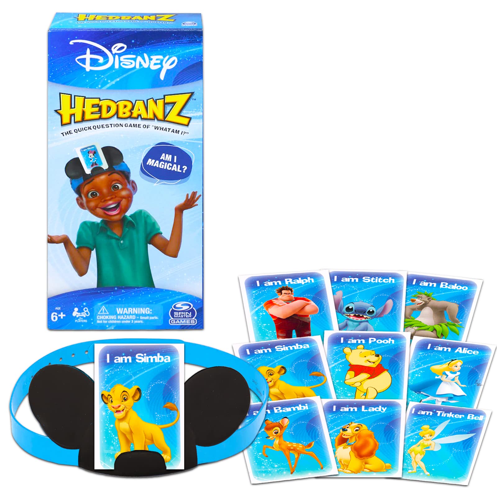 Classic Disney Disney Hedbanz Game-Disney Gift Bundle with Hedbanz Game Featuring Mickey,Minnie,and More Plus Stickers and Door Hanger for Kids (Disney Games)