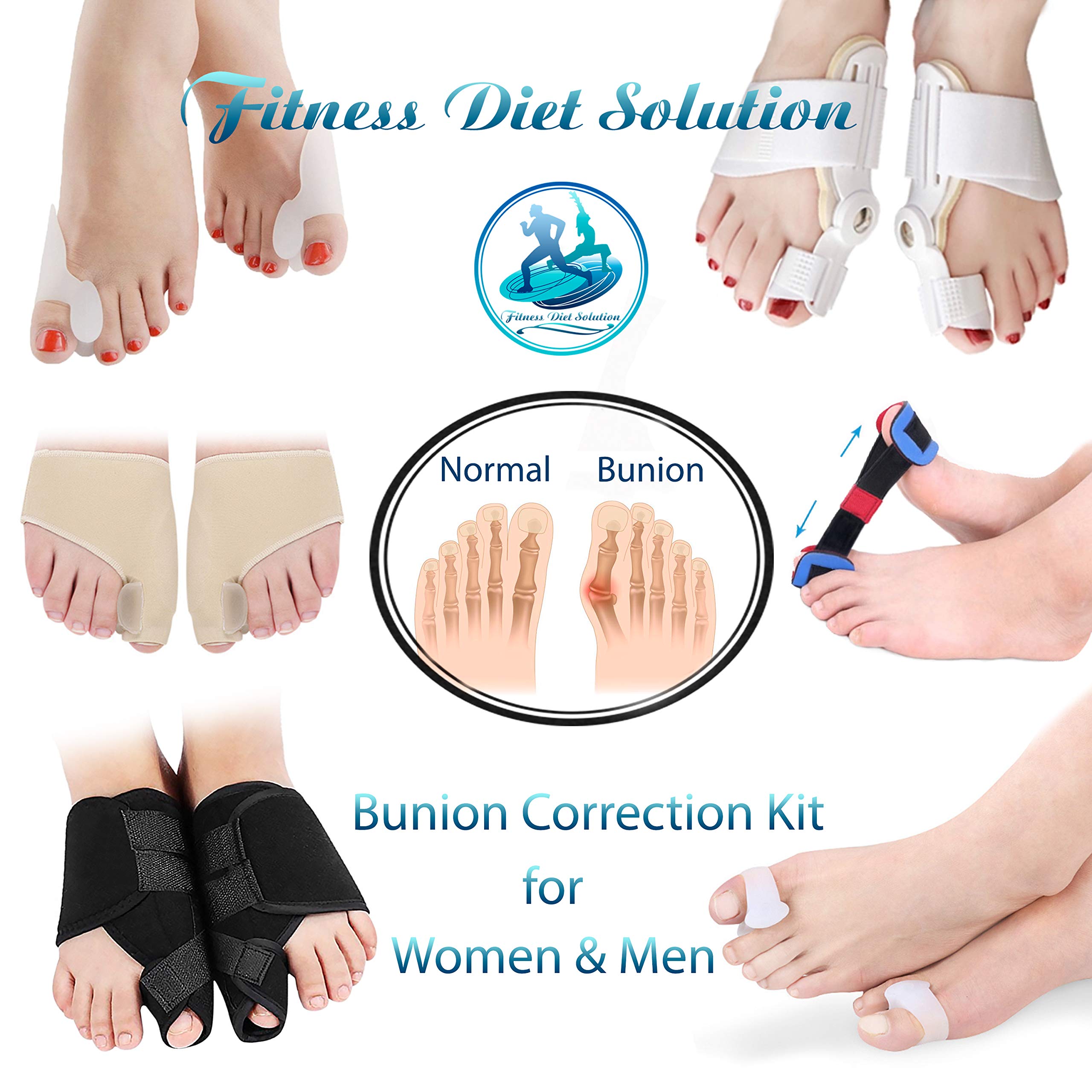 Bunion Corrector and Hallux Valgus Pain Relief Kit | Orthopedic Big Toe Straightener | Adjustable Splint Protective Sleeves | Toe Separator Spacer, Splint Correction Aid for Women,Men - 11 Pack