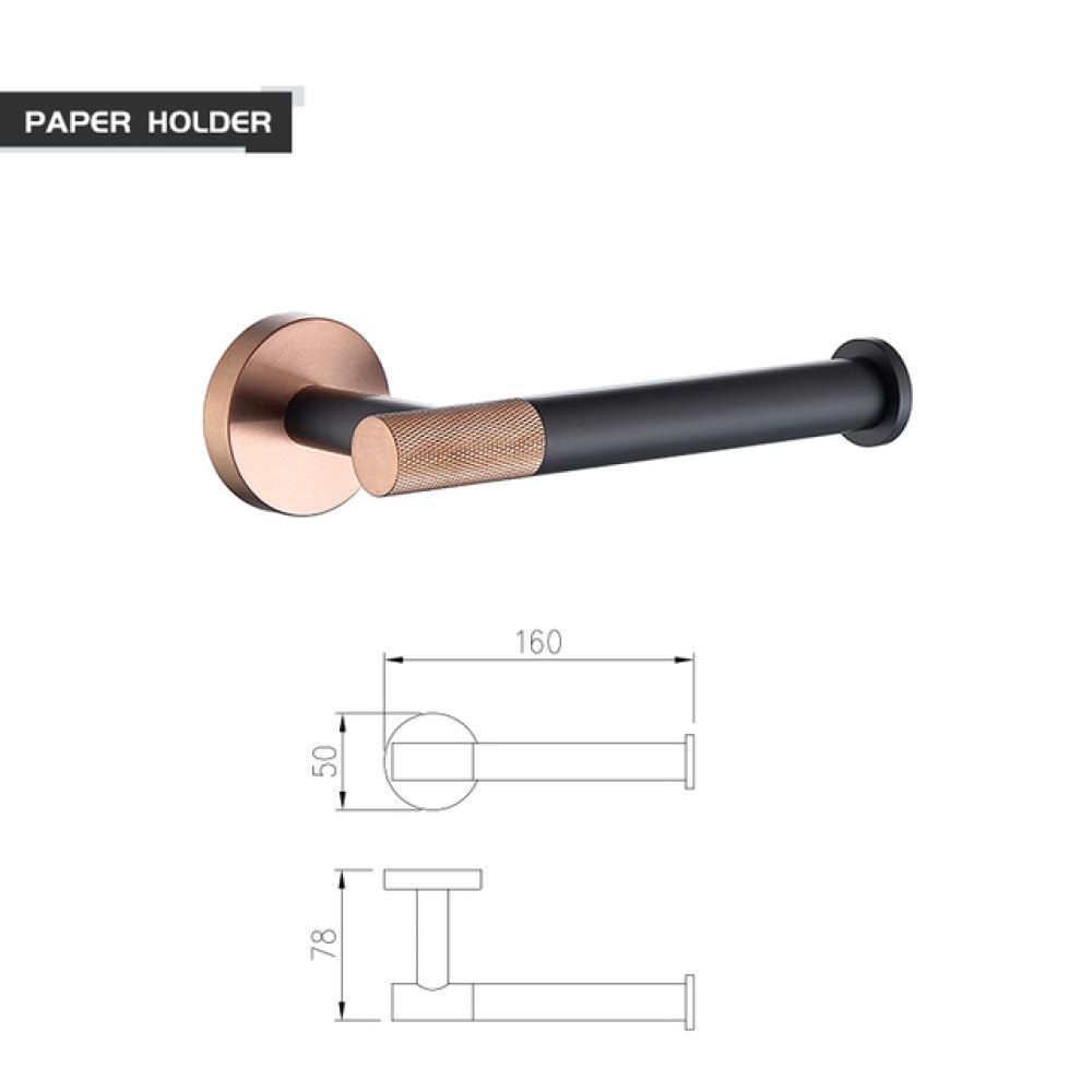 Black Rose Gold Wall Mount Stainless Steel Clothes Hook Toilet Brush Paper Holder Towel Bar Rack Cup Holder Bathroom Accessories,Paper Holder