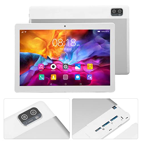 CHICIRIS 5G Tablet, for 12 MT6592 10 Core 10.1in Tablet 6GB 128GB 1960x1080 Resolution Silver for Study (US Plug)