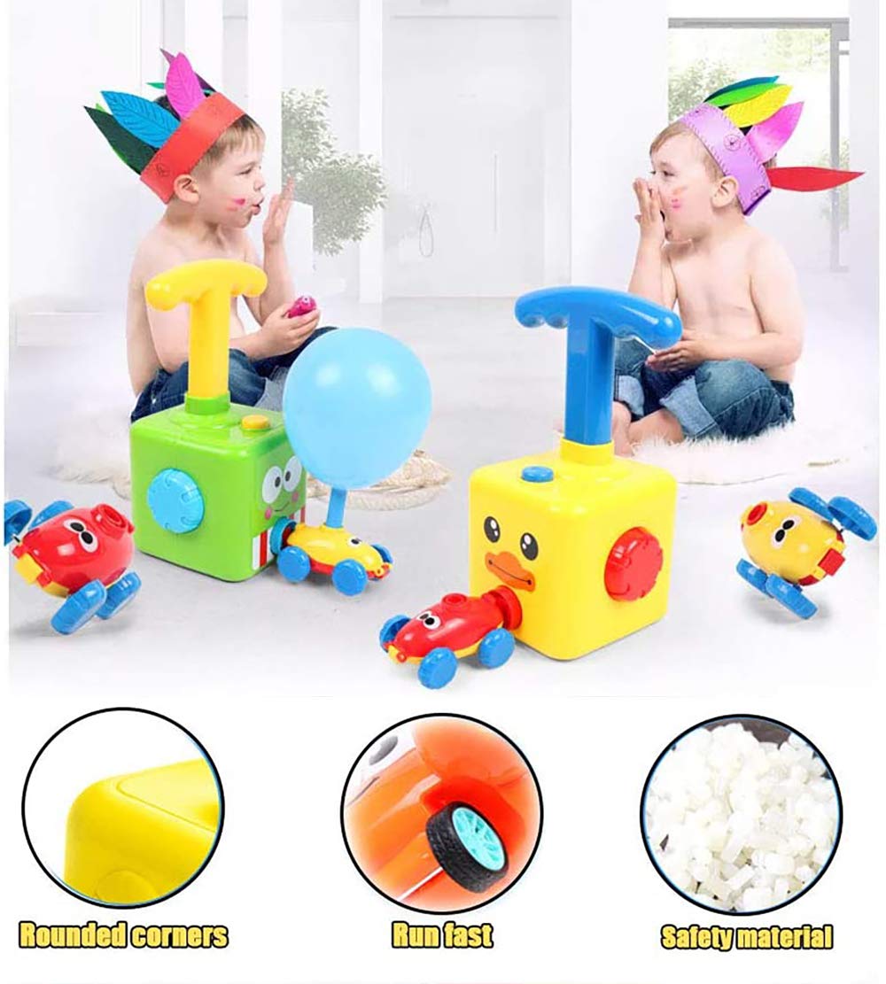 KLQQLK Balloon Powered Launch Car,Balloon Air Inflator Hand Push Mini Plastic Air Power Balloon Racer Vehicle Car Toy for Kids Gift (Frog)