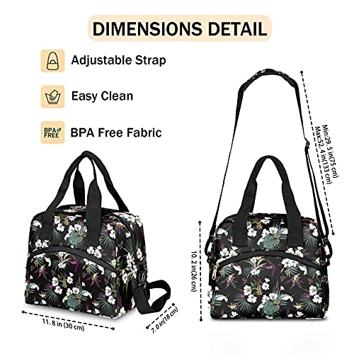 CFPolar Flower Insulated Lunch Box for Kids, Unisex, Polyester, Flower, Durable, Reusable, Leakproof, 11.8 x 7 x 10.2 in