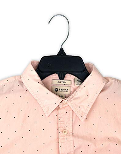 Hangon Recycled Plastic with Notches Shirt Hangers, 17 Inch, Black, 25 Pack