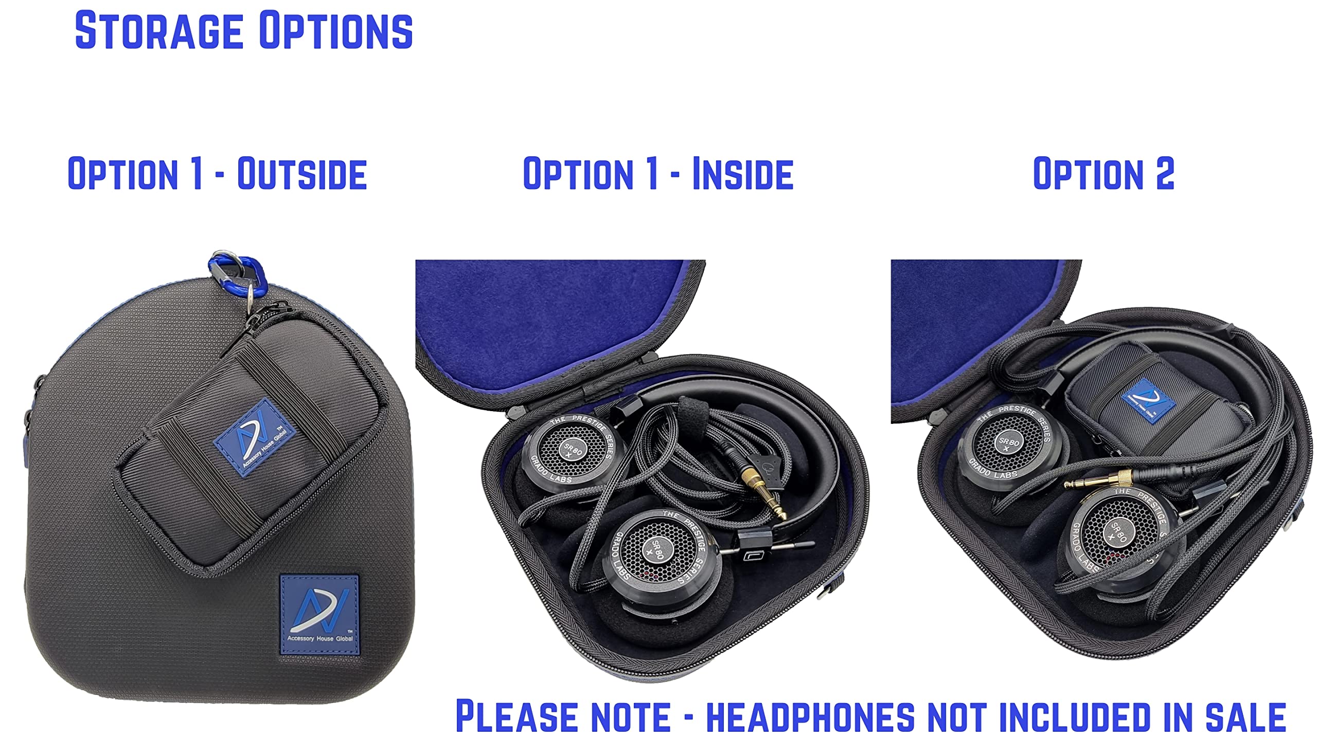 Premium Carrying case Compatible with Grado SR60 SR80 SR125 SR225 SR325, RS1 RS2, Alessandro MS-, PS500e, GH1 GH2 GH3 GH4 and GW100 Headphones. Grip-TECH 2 Outer Liner Easy Transport