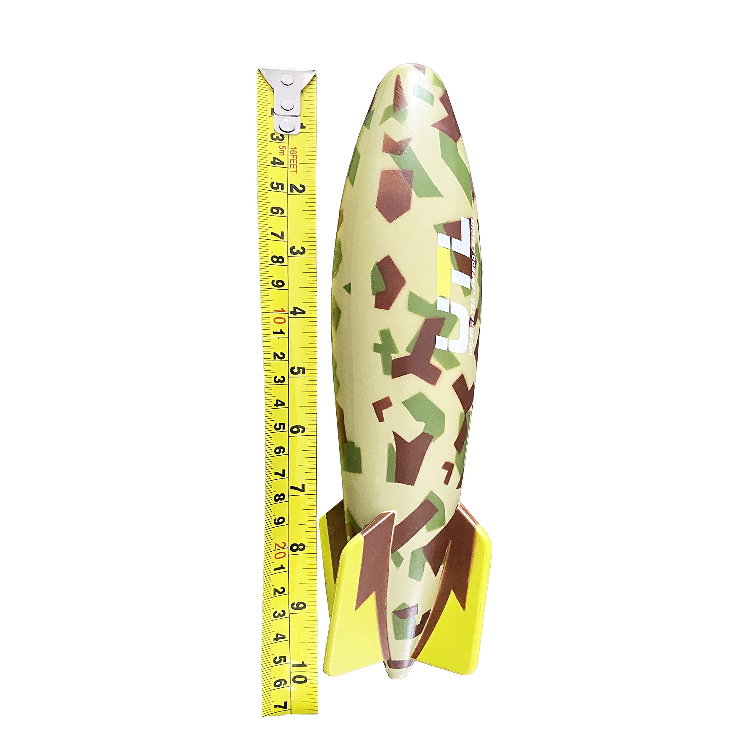 Official Underwater Torpedo League (UTL) Torpedo Glider Diving Toy Rocket Summer Camouflage Design 10 inch, Green