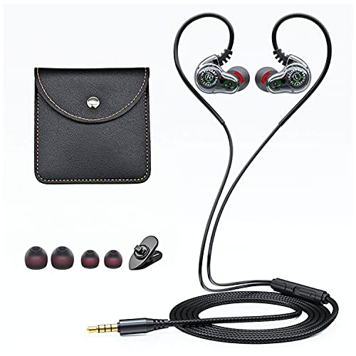 Holiper Dual Driver Wired Headphones with Mic, HD Sound Bass Boosted Ear Buds, Anti-Tangle Braided Cord