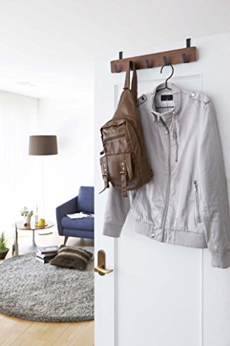 Yamazaki Home Ply Over The Door Hooks - Hanging Coat Rack, Wood, Over-The-Door, Minimal Assembly Req. Brown Small