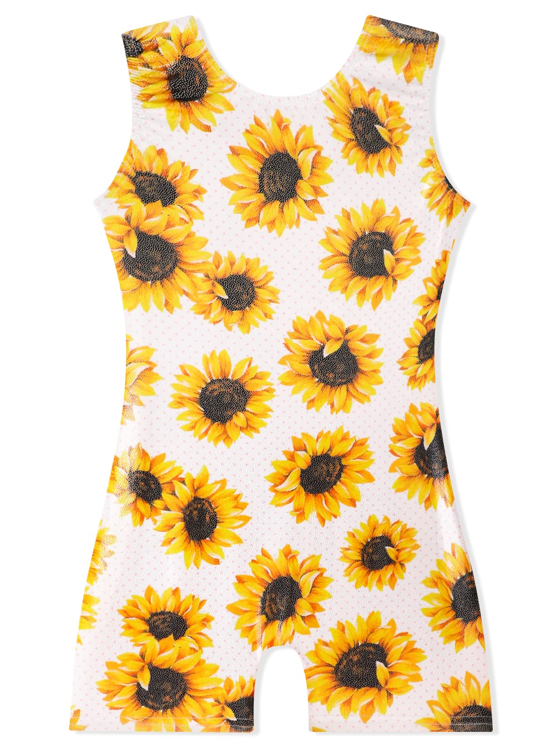 EQSJIU Leotard With Shorts For Baby Girls 12 18 24 Months 1t 2t Gold Sunflower Kids Toddlers Outfit Biketard Flower Floral Shiny Gold White
