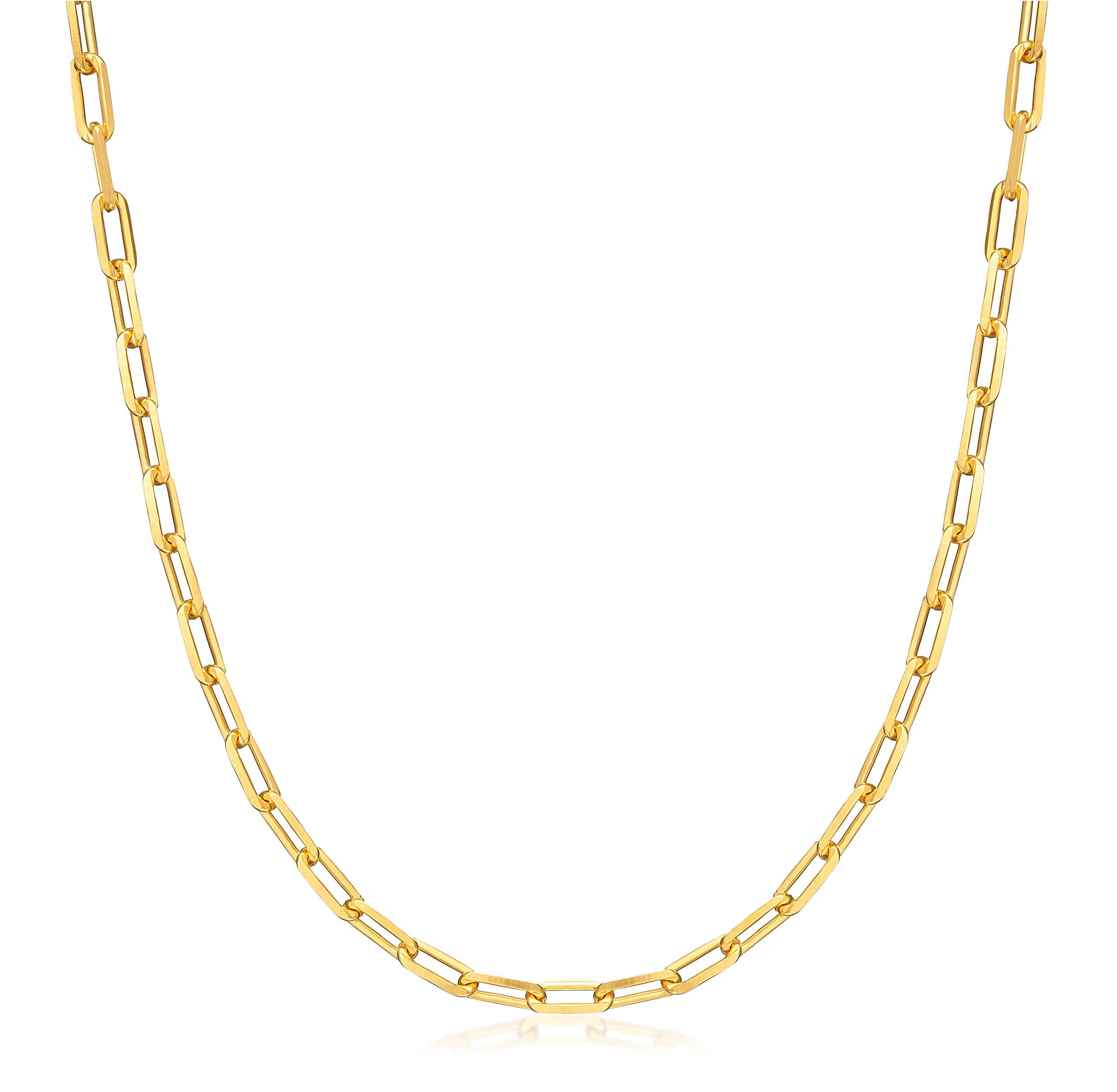 Barzel 18K Gold Plated Paperclip Necklace Chain 4MM - Made In Brazil (18)