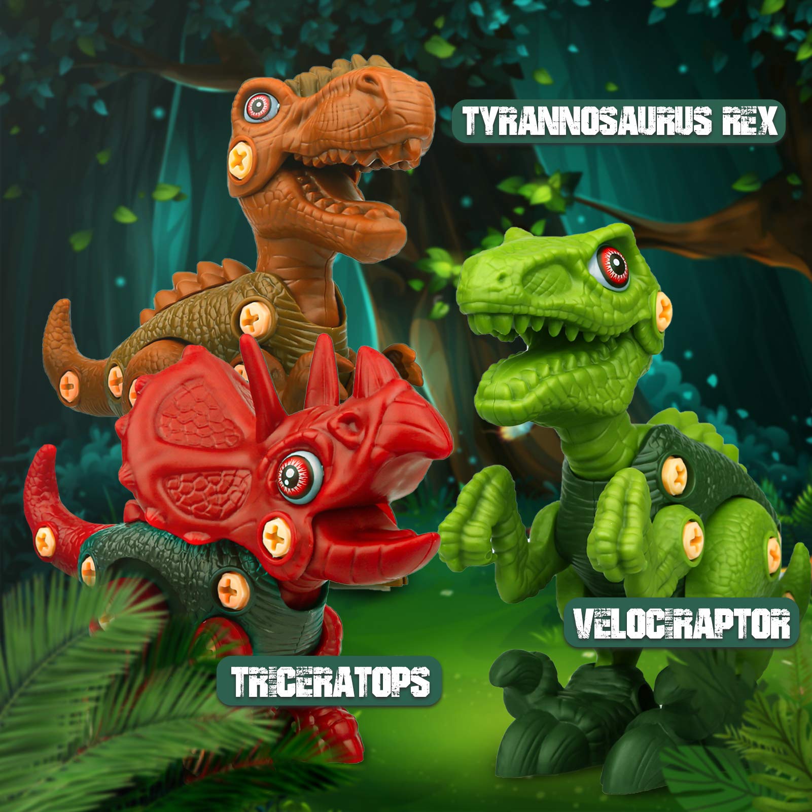 Sanlebi Toy for 4 5 6 7 Year Old Boys Take Apart Dinosaur Toys for Kids Building Toy Set with Electric Drill Construction Engineering Play Kit STEM Learning for Boys Girls Age 3 4 5 Year Old