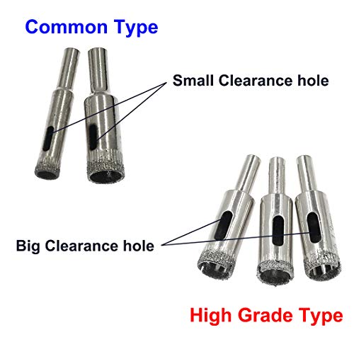 Diamond Drill Bits, PHITUODA 5pcs Diamond Hole Saw Glass Hole Saw Tile Hole Saw Hollow Core Drill Bit for Glass, Marble, Ceramic, Granite, 5/32" to 1/2", 4-13mm