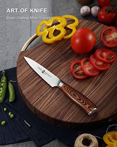 TUO Utility Knife, Small Kitchen Knife, 5 inch Paring Knife High Carbon German Stainless Steel Cutlery with Ergonomic Pakkawood Handle