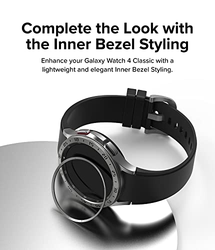 Ringke Inner Bezel Styling Compatible with Samsung Galaxy Watch 4 Classic 42mm, Stainless Steel Anti-Scratch Inner Bezel Ring Protective Cover - 42-IN-03 (ST) Silver