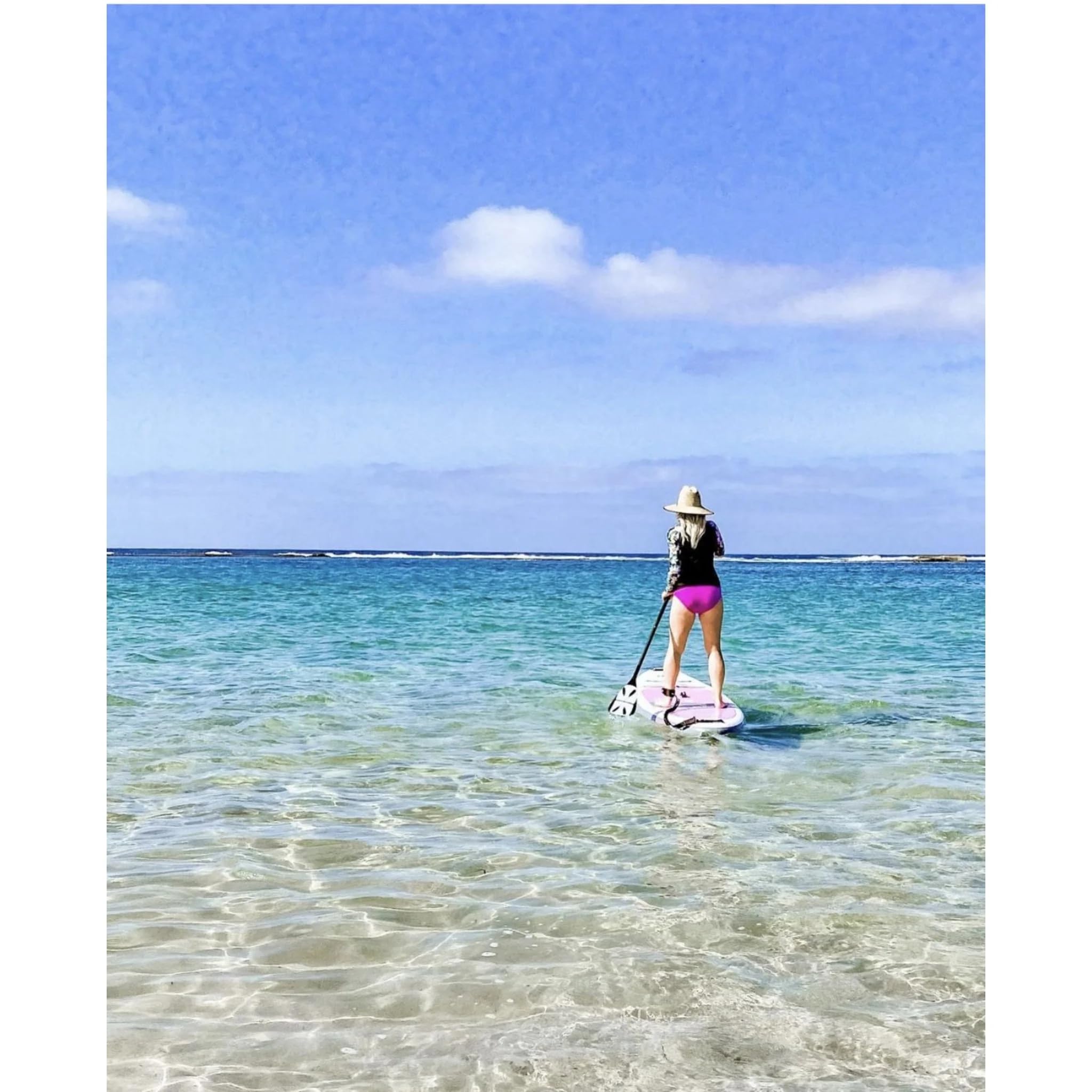 Bay Sports 10'8' Inflatable SUP Board Basix Series iSUP with Performance Fibreglass 3-Piece Adjustable Paddle and 9" Click-in Centre Fin - Designed in Australia (Navy/Turquoise)