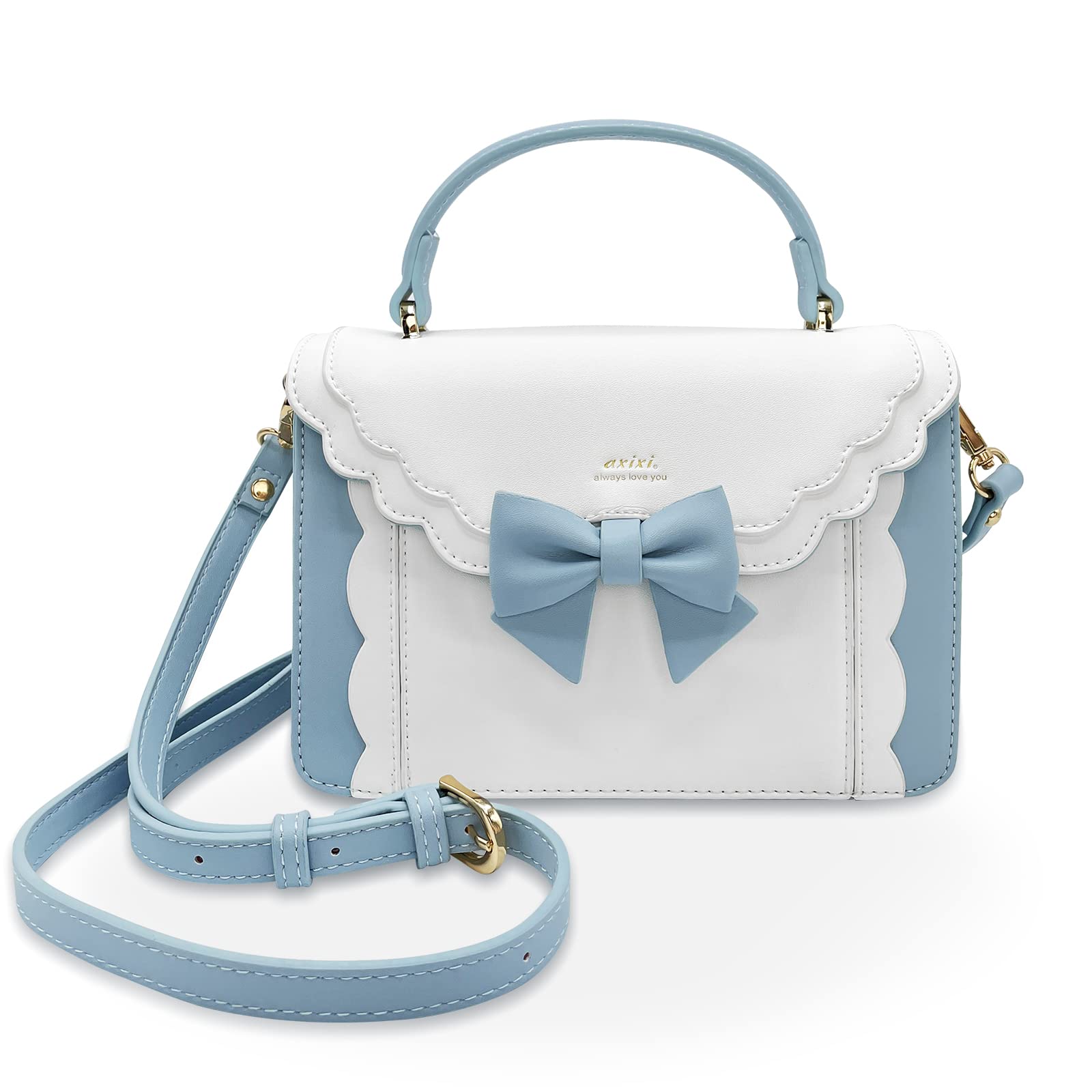 CuteStreet Women Bow Crossbody PU Leather Satchel Bags Handbags Over the Shoulder Removable Adjustable