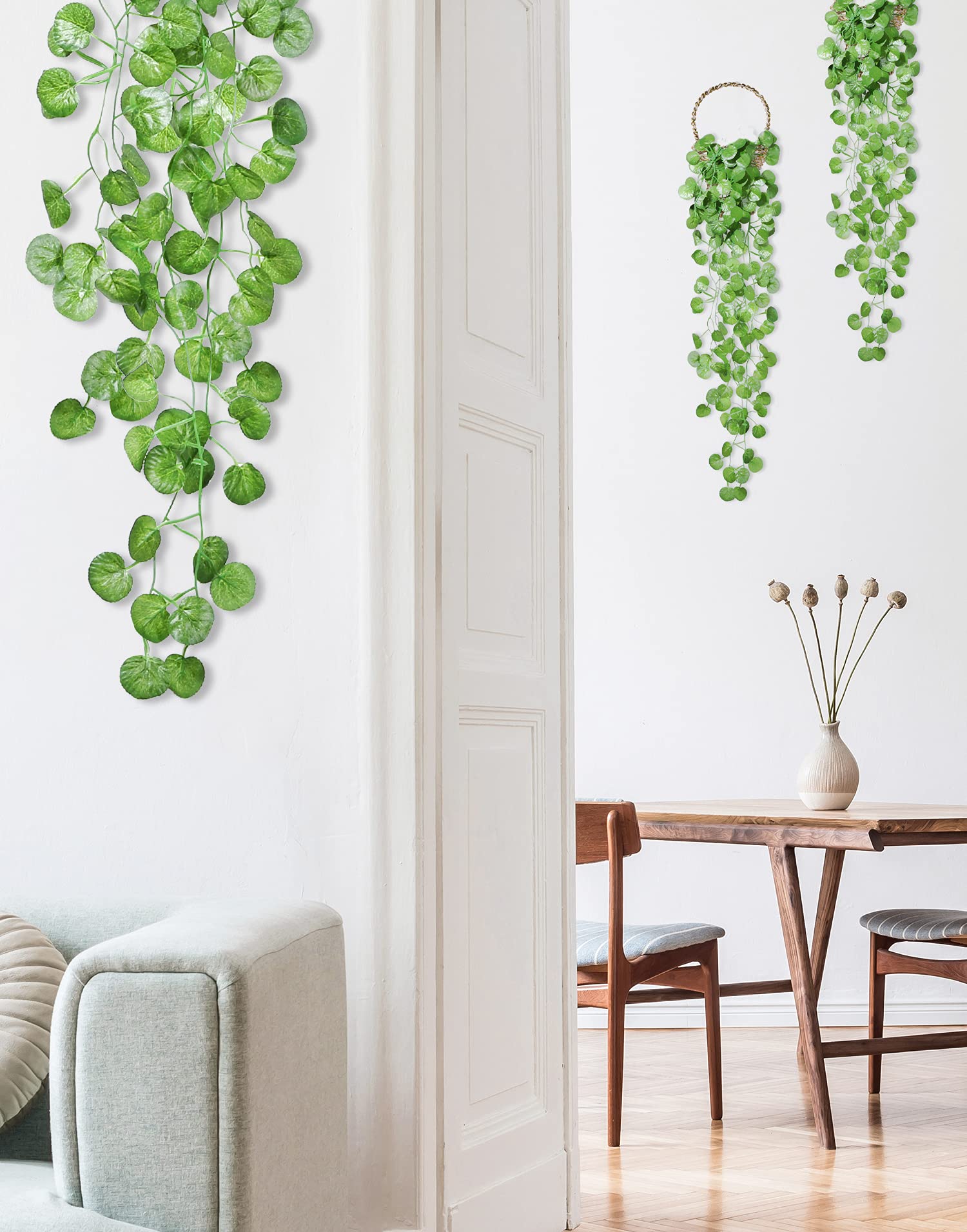 Omldggr 3 Pieces Artificial Hanging Plants Artificial Hanging Vine for Indoor Outside Home Garden Office Decor
