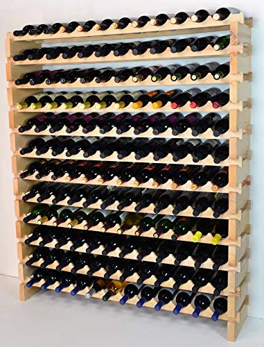 sfDisplay.com,LLC. Modular Wine Rack Beechwood 48-144 Bottle Capacity 12 Bottles Across up to 12 Rows Newest Improved Model (144 Bottles - 12 Rows)