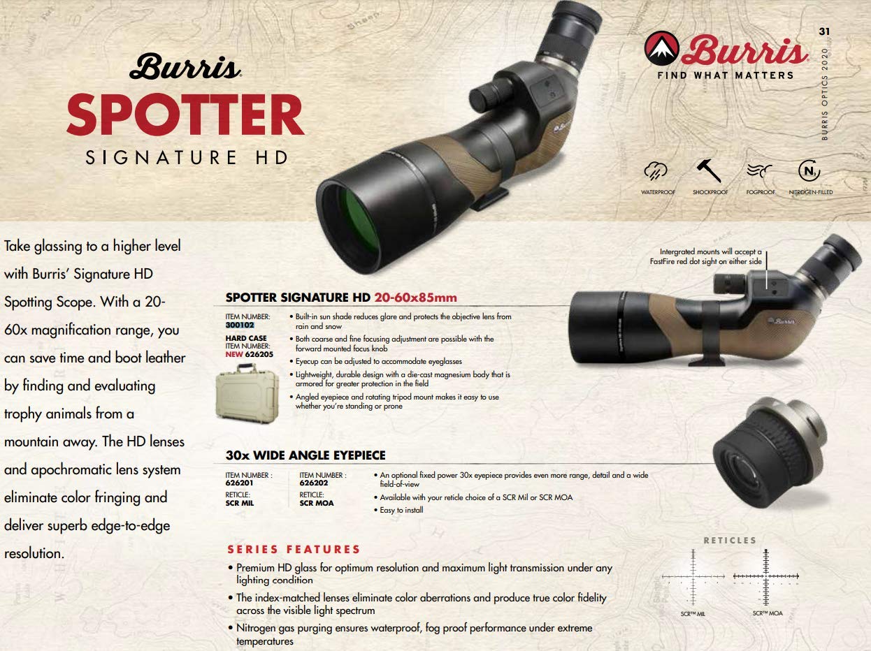 Burris Signature HD Spotting Scope 20-60x85mm Angled Body Sand Scope (300102)
