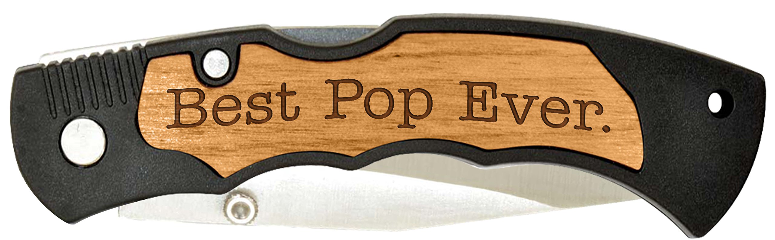 Funny Gift for Grandpa Best Pop Ever Laser Engraved Stainless Steel Folding Pocket Knife