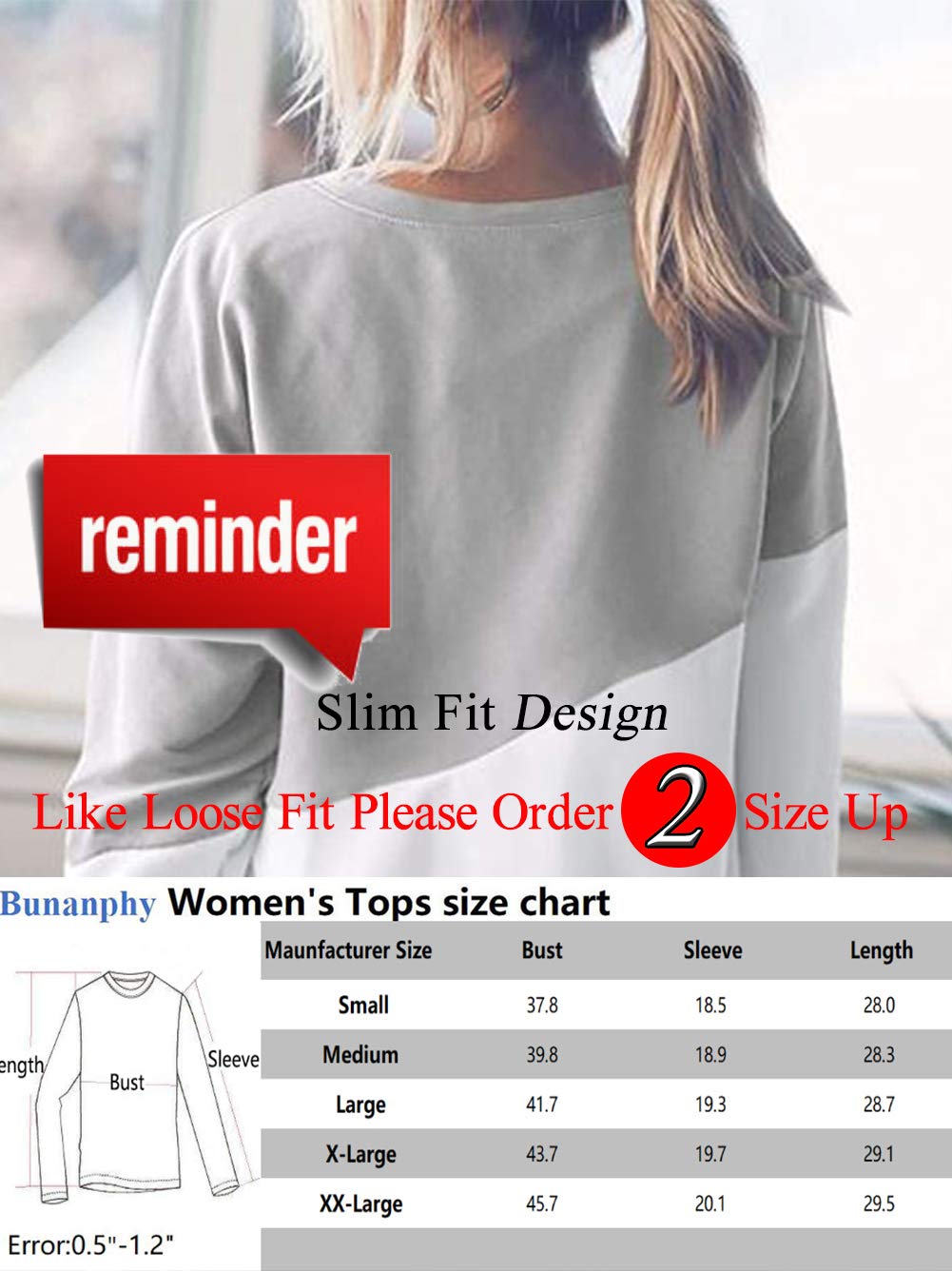 Bunanphy Womens Pullover Crew Neck Color Block Long Sleeve Side Split Casual Sweatshirt Tops Shirts Grey#C Medium