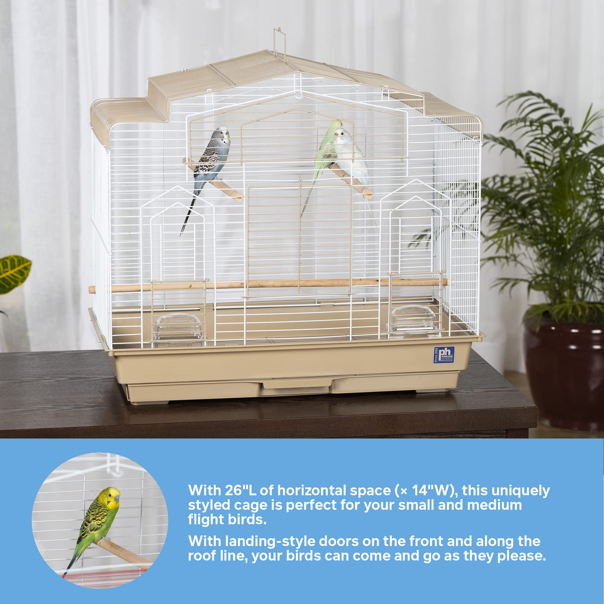 Prevue Pet Products SP50051 Barn Style Bird Cage, Brown/White