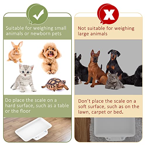 MomMed Digital Pet Scale, Portable Pet Dog Cat Scale with Hold and Tare Function, Precision Digital Scale, New Born Puppy and Kitten Scale with Tray for Puppy/Hamster/Little Bird/Rabbit, 1oz - 33lb
