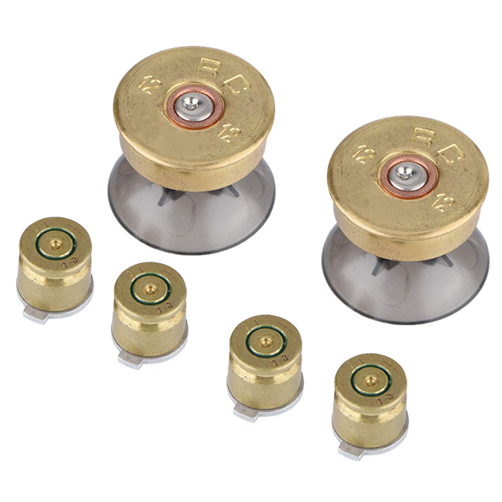 Salaty Bullet Thumbstick, Thumbstick Mod Kit Gold 6Pcs Bullet Buttons for PS4, Playstation 4 for Playstation 4 PS4 Controller Grip Replacement Parts