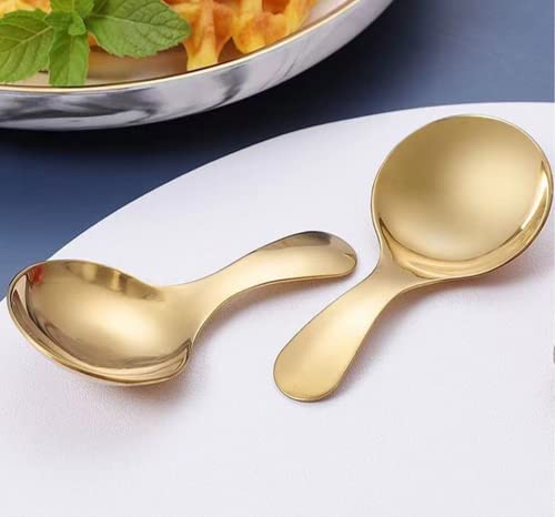 PHAETON 8PCS Golden Stainless Steel Short Handle Spoons Soup Spoons Condiments Spoon Dessert Spoon Tea Coffee Spoons