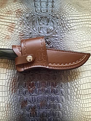 Custom Leather Cross Draw Knife Sheath for Buck 119 SPECIAL Knife, Dyed Brown, Sheath Only