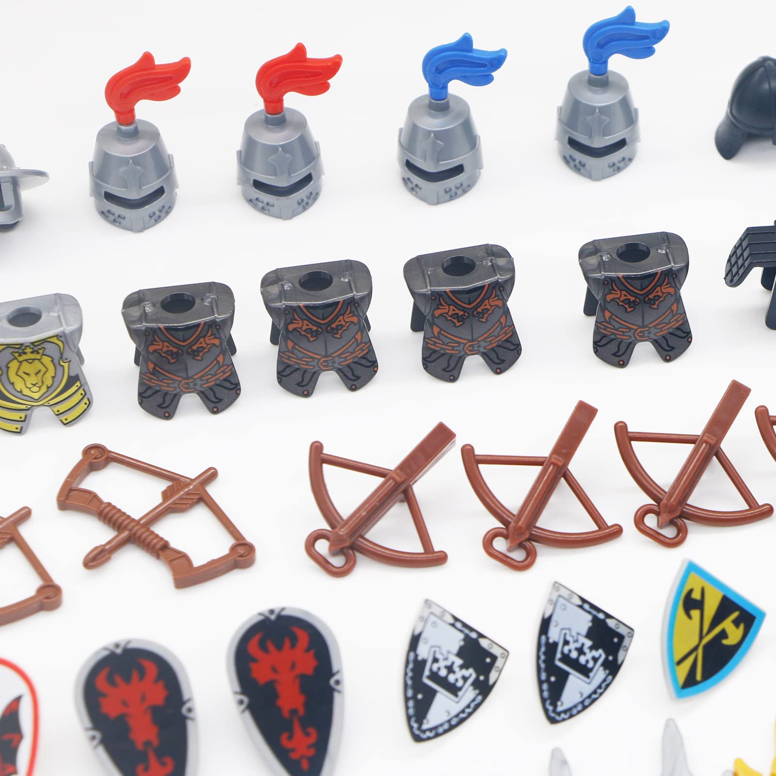 Knights People Accessories Building Block - Medieval Weapon Armor Swords Helmet Horse, Castle Knight Shield Spear, MOC Bricks Parts Toys Sets for Boys