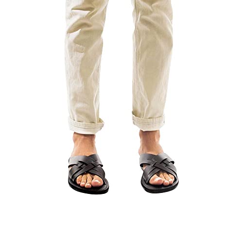 Jerusalem Sandals Jesse - Leather Woven Strap Sandal - Black