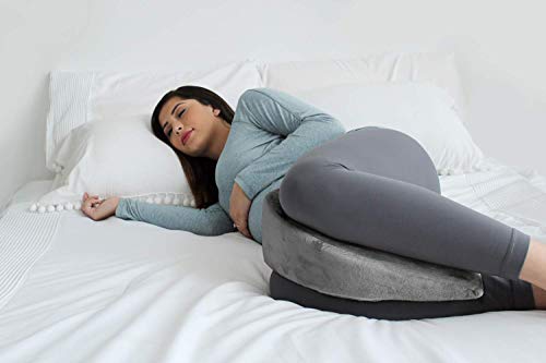 PharMeDoc Pregnancy Pillows for Sleeping Wedge Pillow, Maternity Pillow,Belly Wedge Memory Foam, Pregnancy Must Haves, New Mom Gifts for Women, Velvet Grey Cover