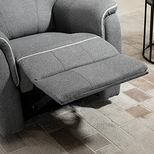 HOMCOM Manual Recliner Armchair with Thick Padded Headrest, Back and Footrest and Adjustable 150 Degree Angle, Grey