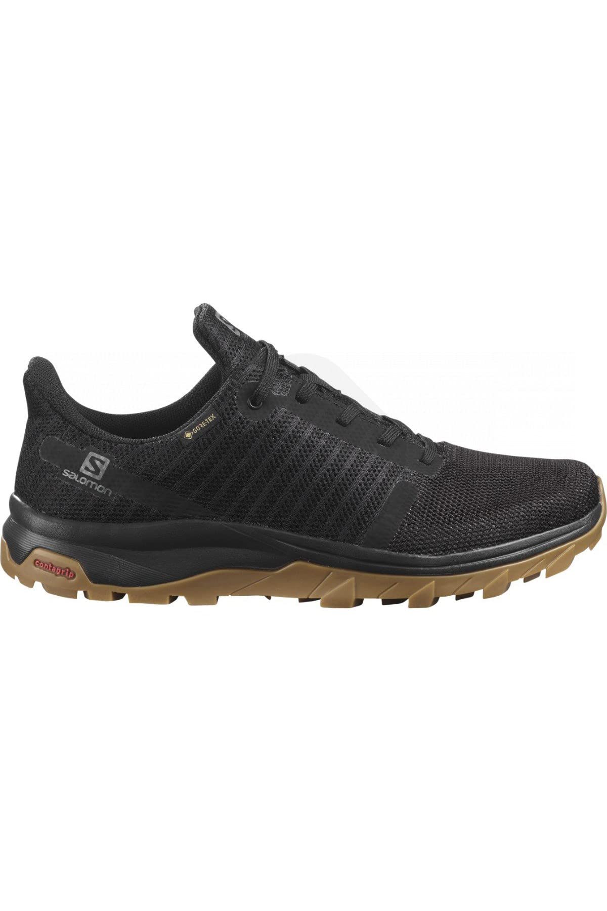 Salomon Outbound Prism Gore-TEX Hiking Shoes for Women Trail Running, Black/Black/Gum1A, 7