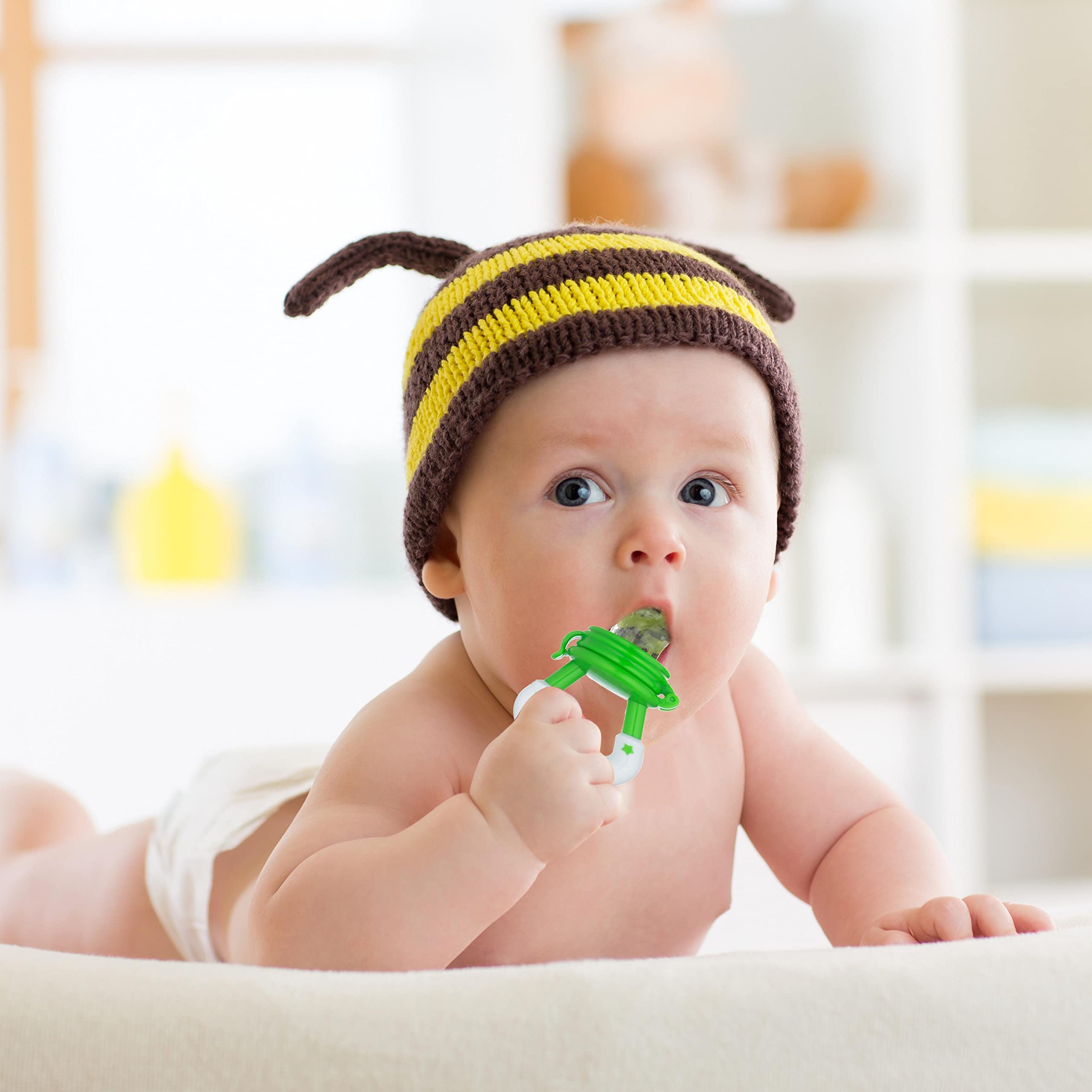 Baby Fruit Feeder Pacifier (2 Pack), Fresh Food Feeding Teether for Toddler, BPA Free, Soothing Gum Relief, Infant Silicone Teething Toy, Includes All The Sizes of The Silicone Nipple Pouches