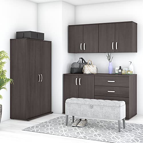 Bush Business Furniture Universal 5 Piece Modular Closet Storage Set with Floor and Wall Cabinets, Storm Gray