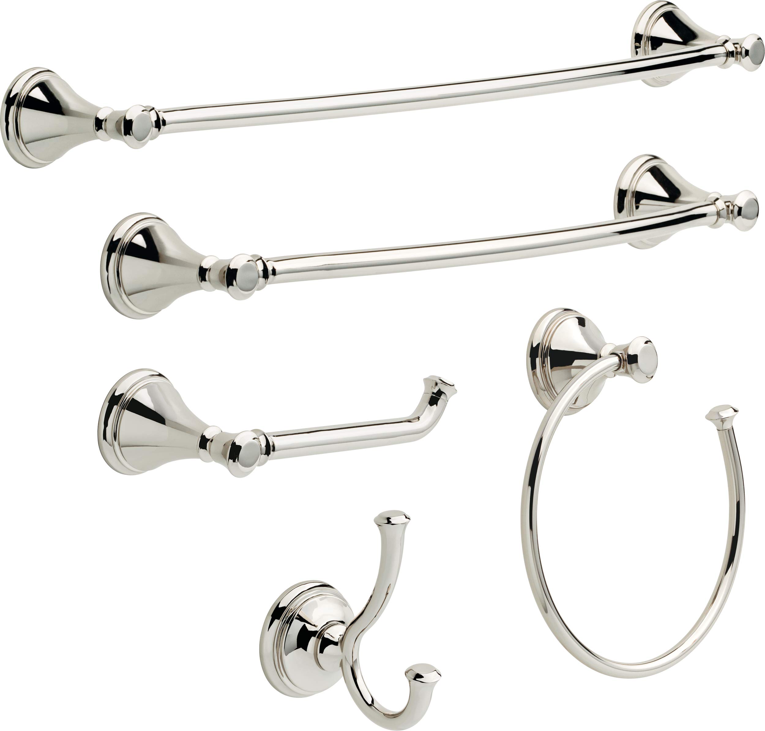 DELTA Cassidy, Robe Hook Polished Nickel Towel Holder, Bathroom Accessories, 79735-PN 3.88 x 2.50 x 3.88, 4.6 x 3.9 x 2.5 inches