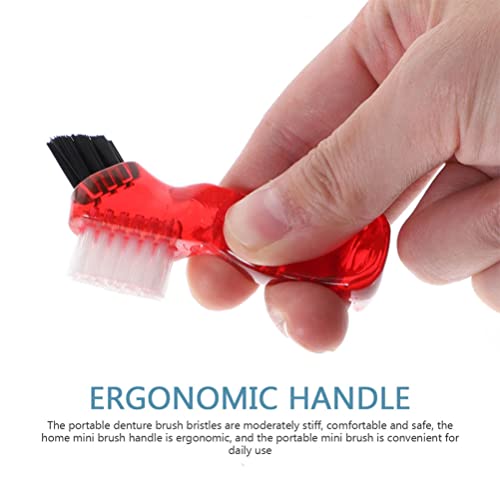 Healeved 3pcs Denture Cleaning Brushes Denture Brush Toothbrush Ergonomic Handle Denture Toothbrush Portable for False Teeth Cleaning