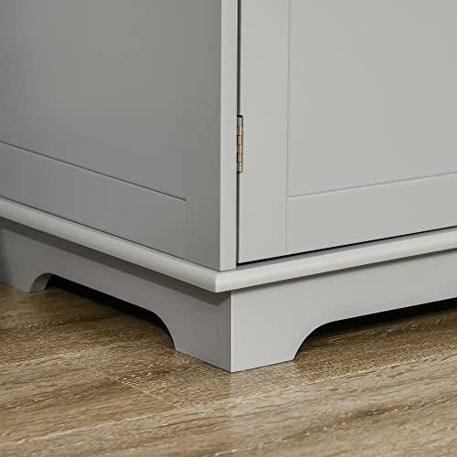 HOMCOM Sideboard Buffet Cabinet with Drawers, Kitchen Cabinet, Coffee Bar Cabinet with Rubberwood Top and Adjustable Shelves for Living Room, Kitchen, Gray