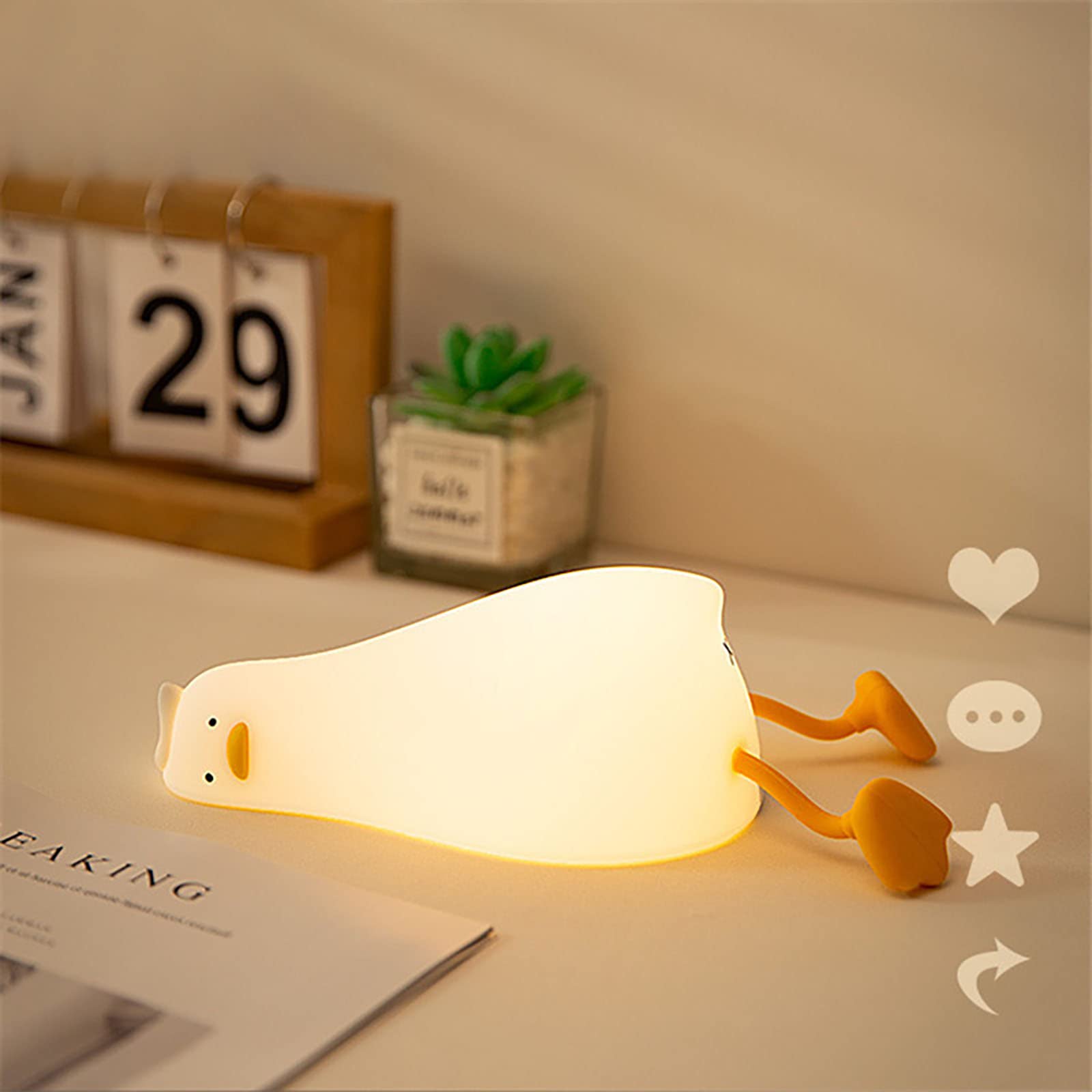 Cute Night Light Duck Lights Touch Nursery Lamp Baby Silicone Nightlight Funny Lamps for Kids Bedroom Bedside