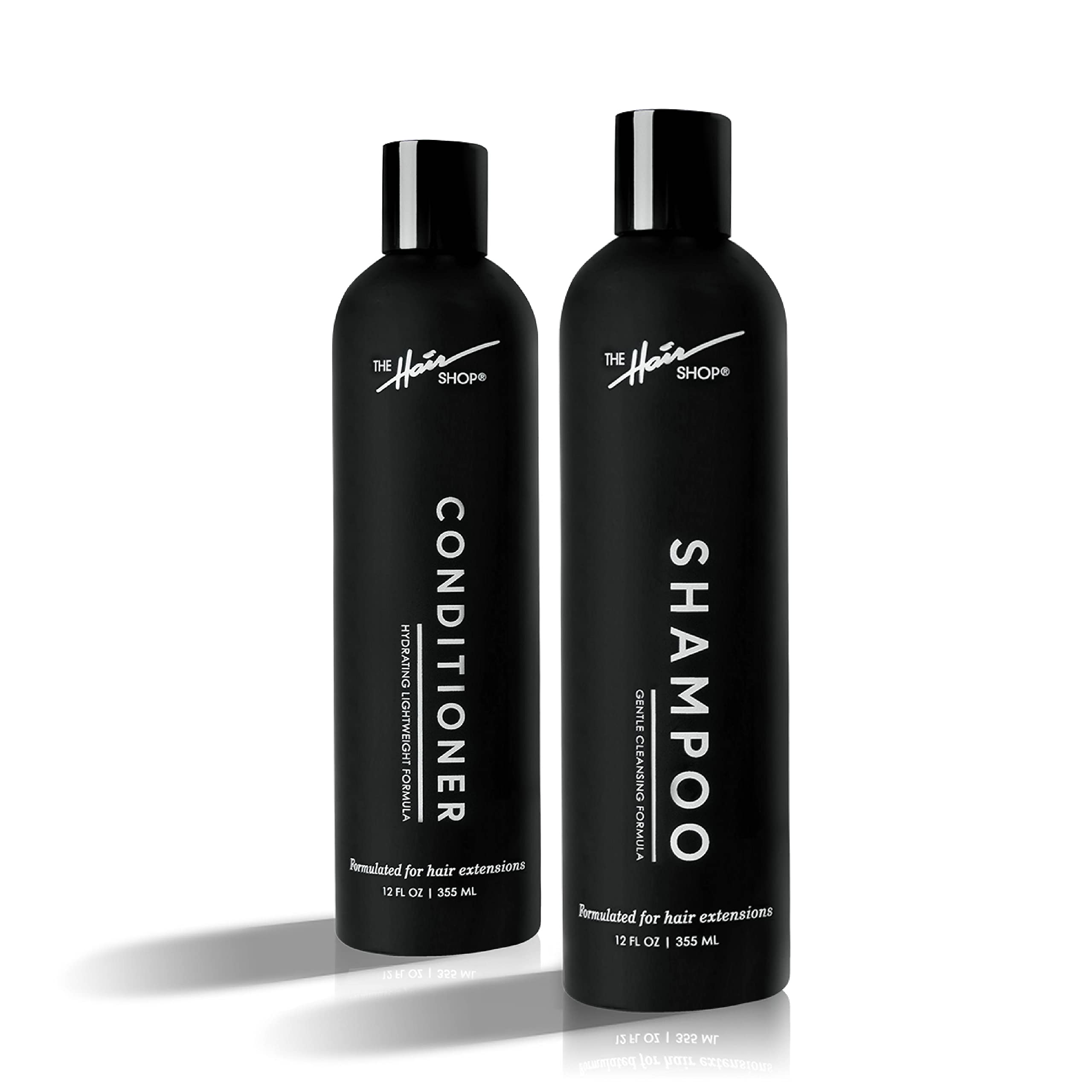 Hair Extension Shampoo & Conditioner by The Hair Shop, Gentle Cleansing & Hydrating Formula Designed for Hair Extension, Paraben-Free, Color-Safe, Vegan, Infused with Chamomile Rosemary, Aloe, Cucumber, Vitamins, Proteins & Biotin