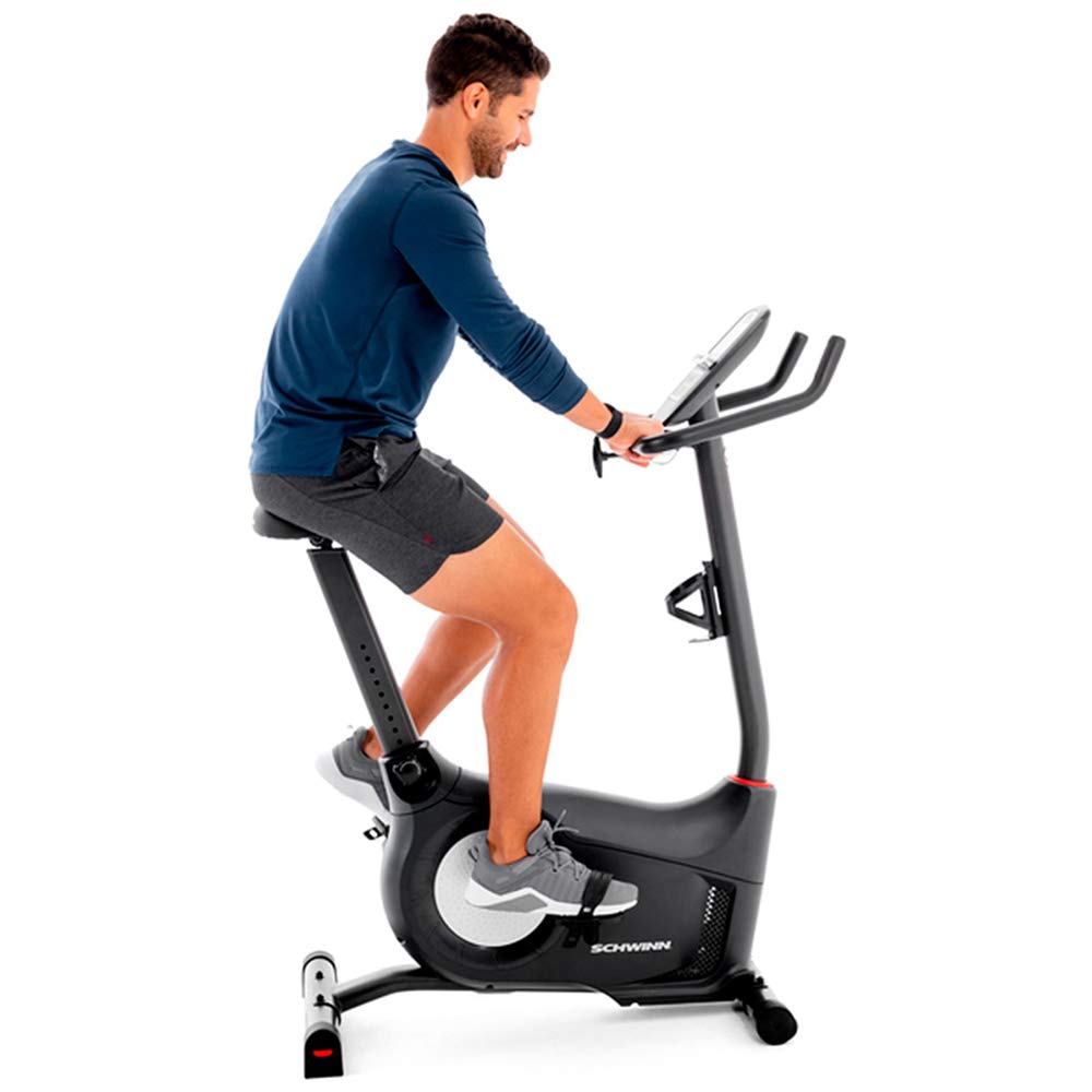 Schwinn 100931 130 Upright Exercise Fitness Bike Bundle with 1 YR CPS Enhanced Protection Pack and Workout Cooling Sport Towel