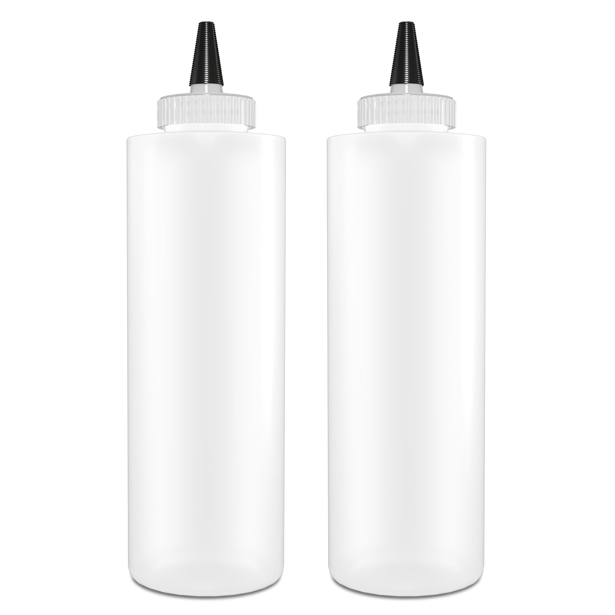 BRIGHTFROM Condiment Squeeze Bottles 16 OZ Wide Neck, Empty Squirt Bottles - Removable Top-Cap, Leak Proof for Ketchup, Mustard, Syrup, Sauces, Dressing, Oil, Arts & Crafts, BPA FREE Plastic - 2 PACK